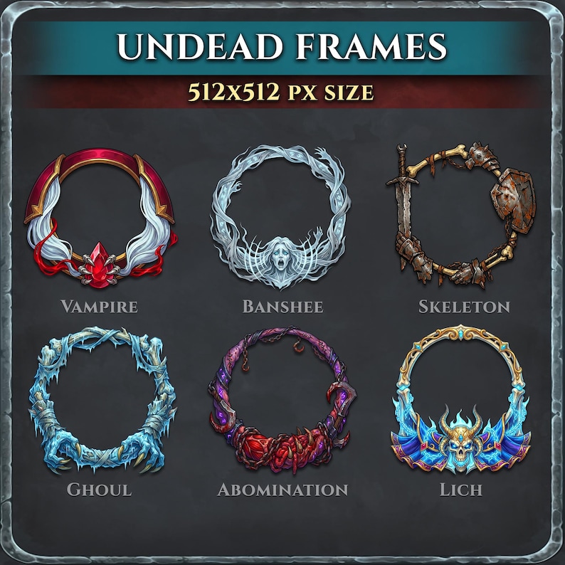 Undead Token Border Bundle: Dnd Character Portraits, VTT RPG Clip Art ...