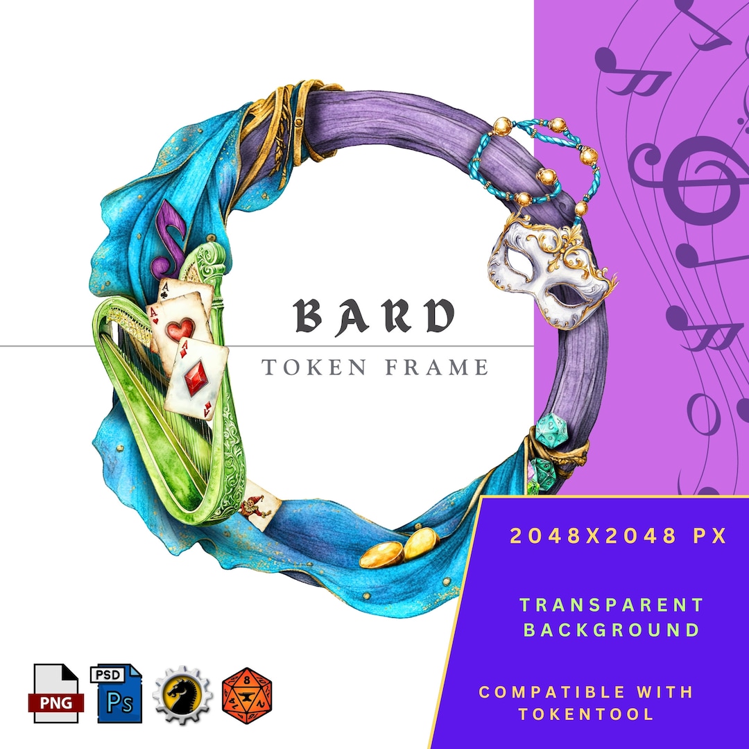 D&D Bard Token Border for Dungeons and Dragons Tabletop RPG Roll20 VTT ...