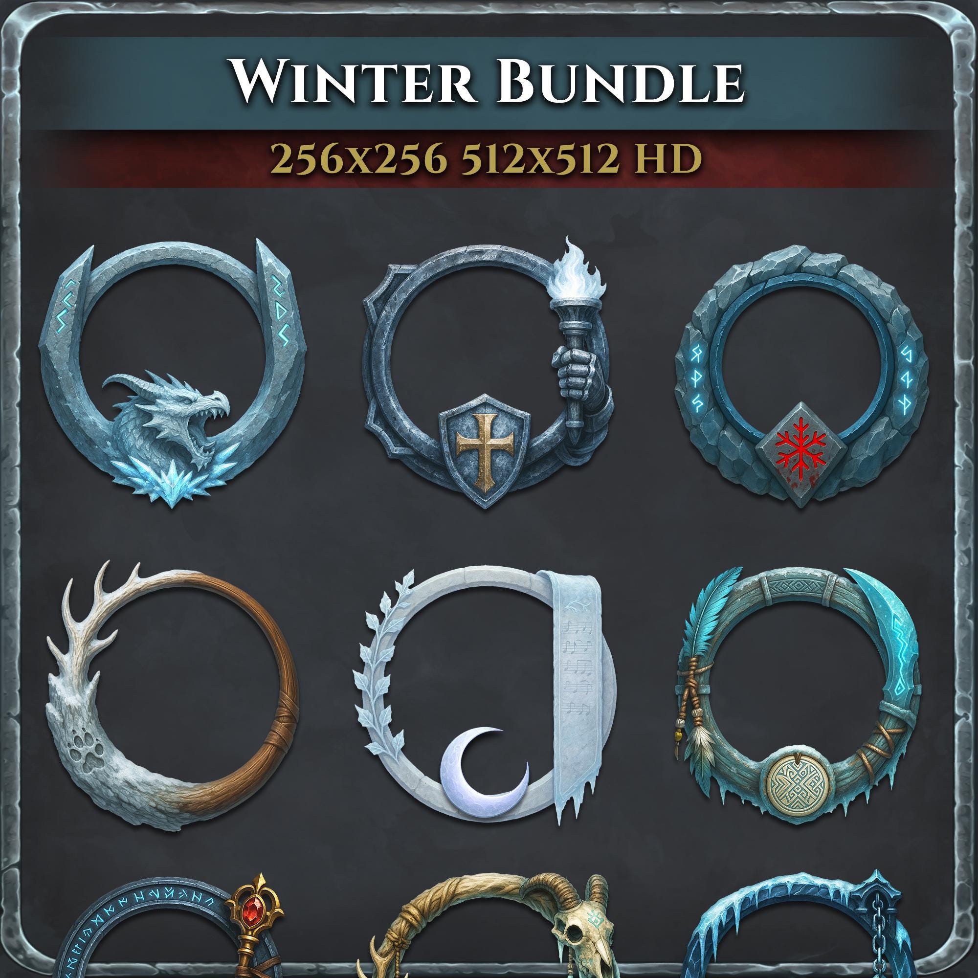 Winter Token Border Bundle: Dnd Character Portraits, VTT RPG Clip Art ...