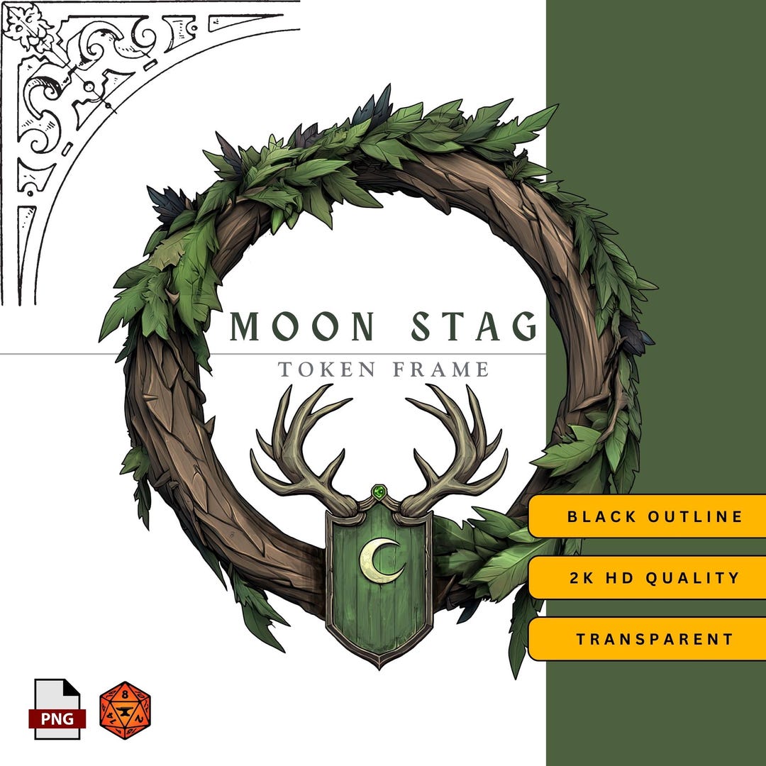 D&D Druid Moon Stag Token Border for Dungeons and Dragons Tabletop RPG ...