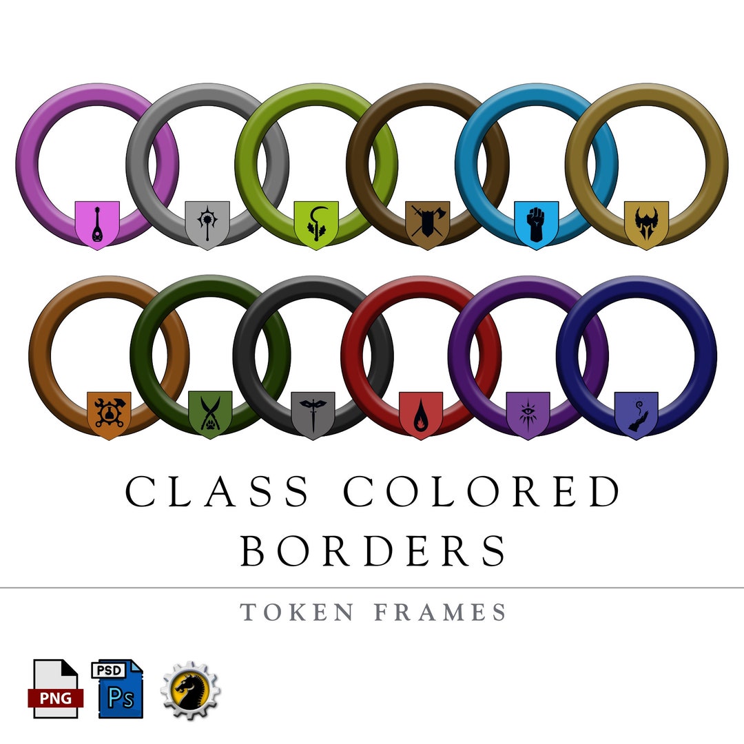 Dnd Class Colored Frames With Shield Icon Solid Colors Borders for ...