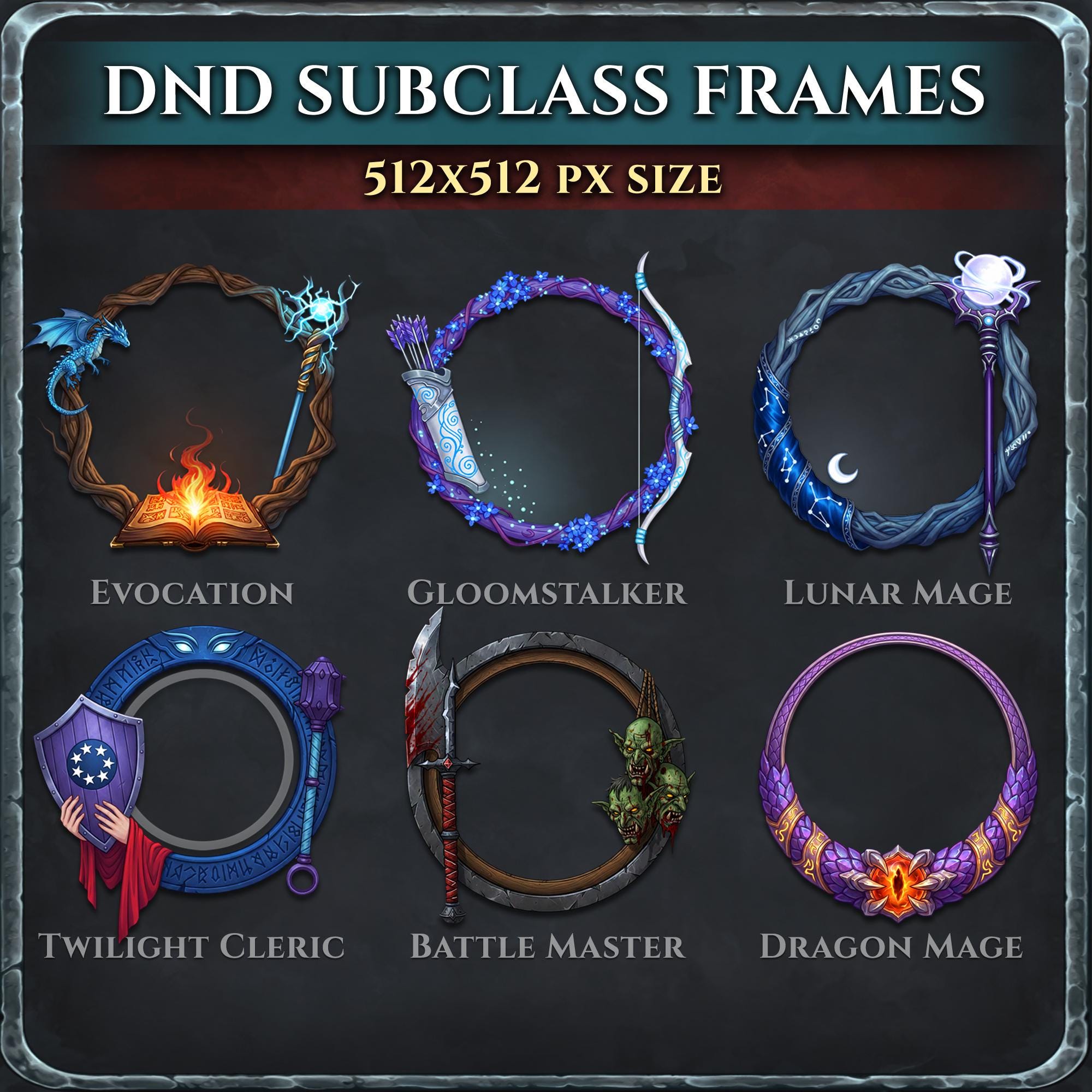 Dnd Class Token Border Bundle: Subclass Frames for Character Portraits ...