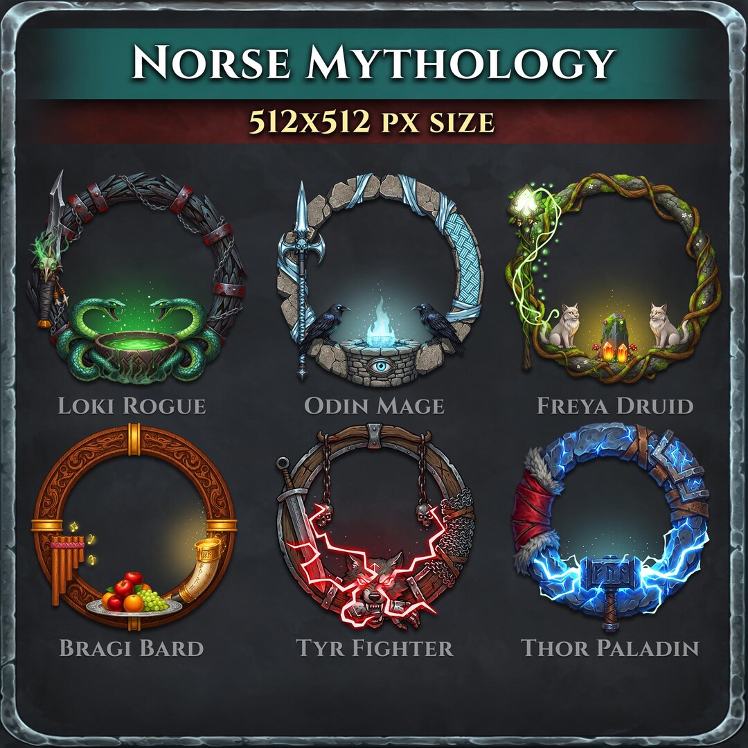 Norse Mythology Class Token Border Bundle: for Character Portraits - Etsy