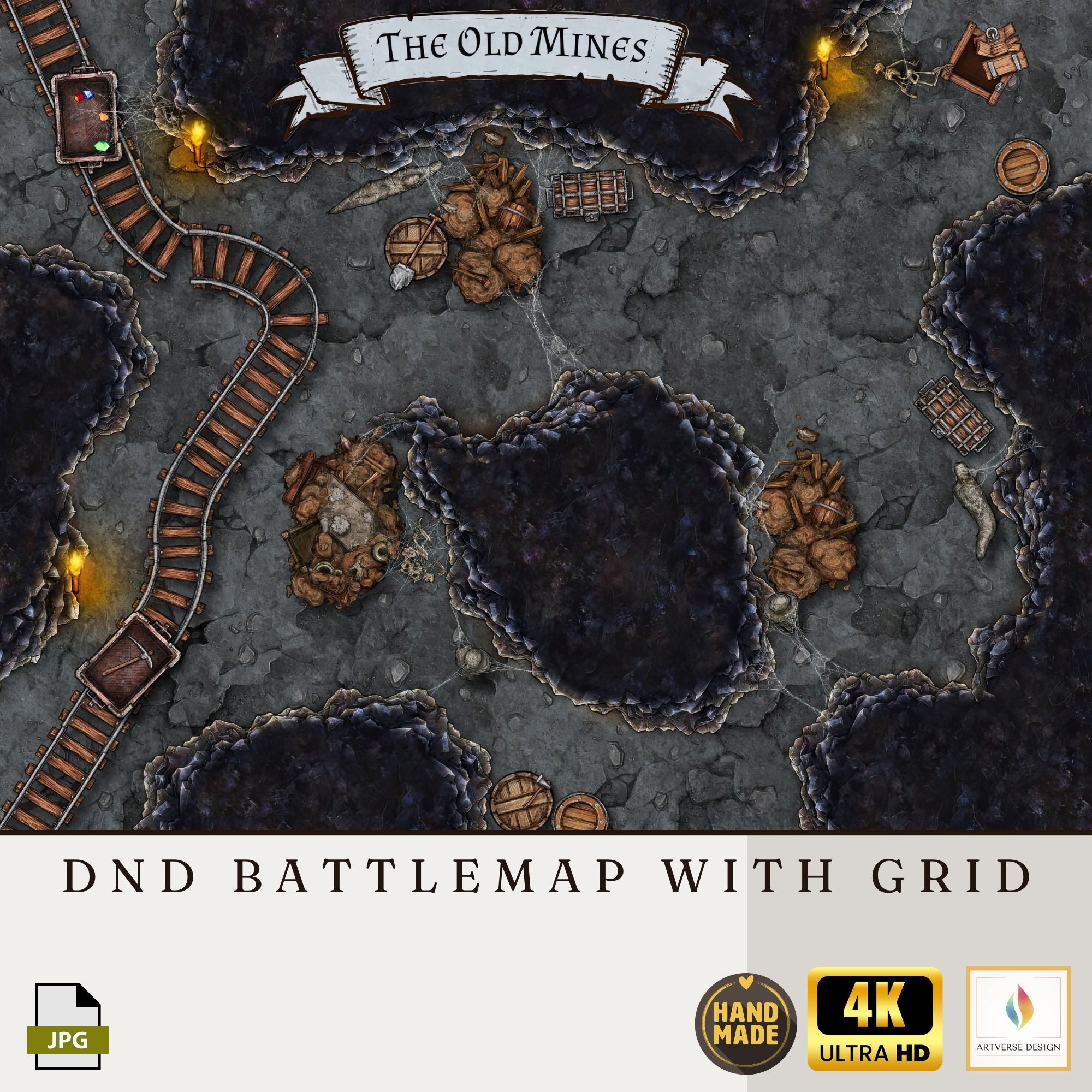 Dnd Battlemap With Grid Dungeons and Dragons the Old Mines - Etsy