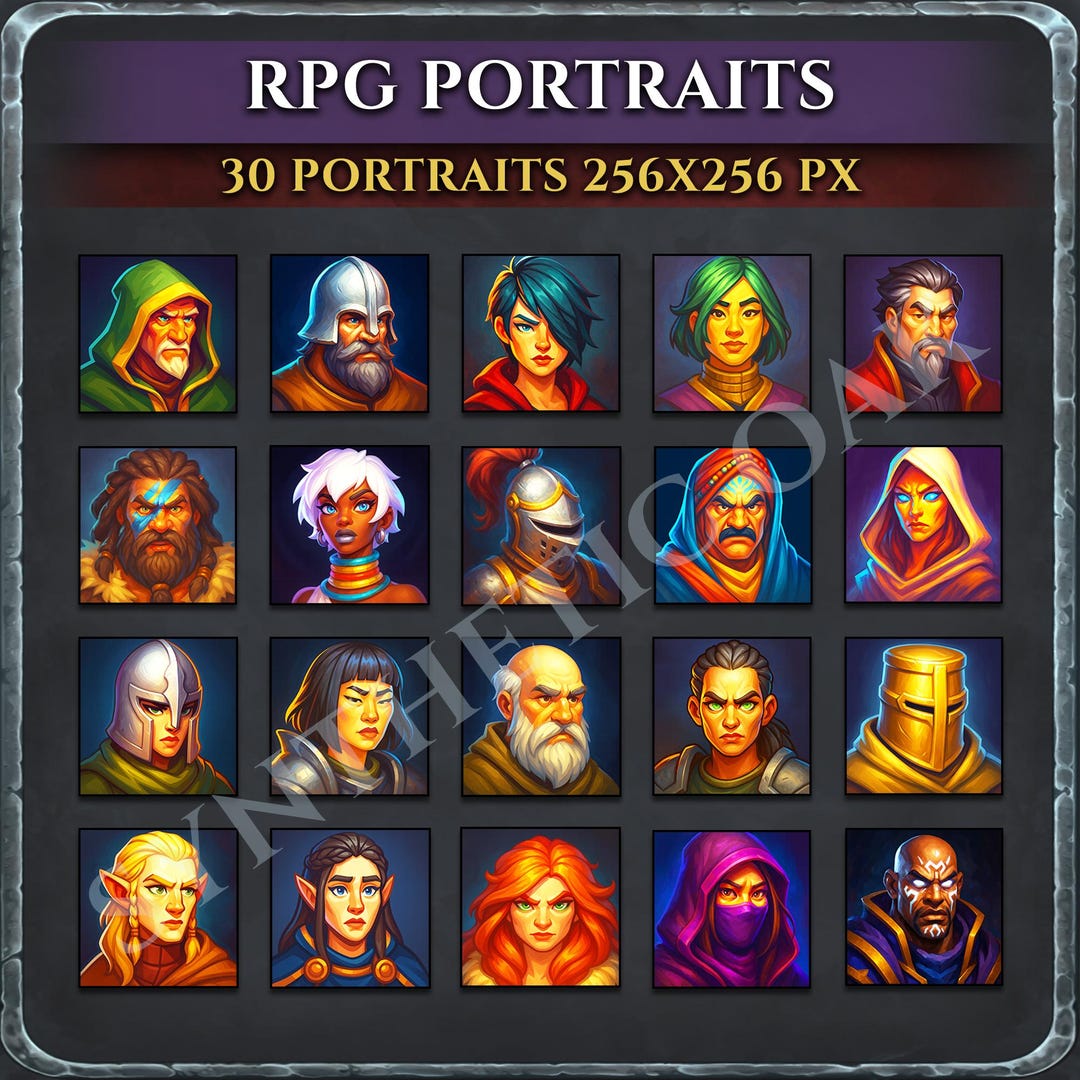 RPG Portraits for Game Characters (PNG Files, 256x256 Px) - Etsy Australia