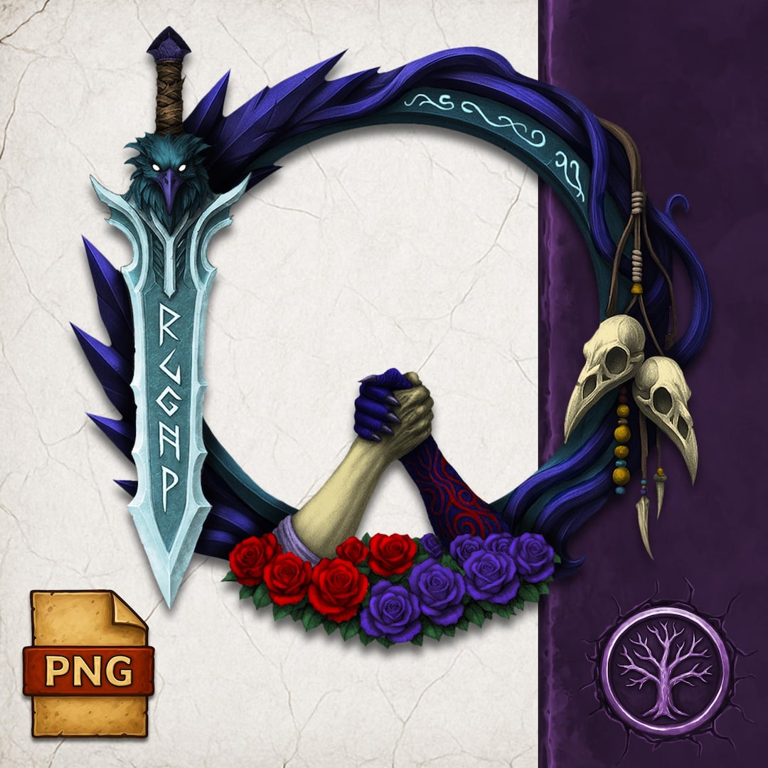 Warlock Token Border: Demonic Hex Sword Fantasy RPG Portrait Frame (PNG ...