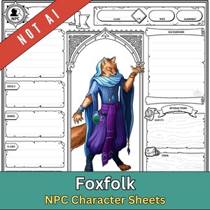 Dnd 5e Fillable NPC Character Sheet: Foxfolk Edition PDF Compatible ...