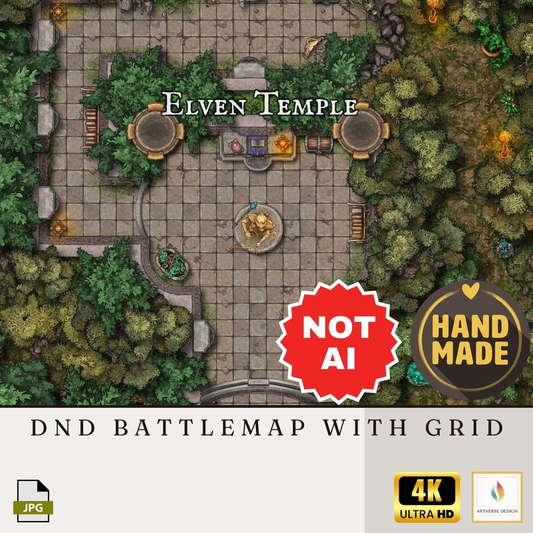 Dnd Battlemap With Grid Dungeons and Dragons Elven Temple - Etsy