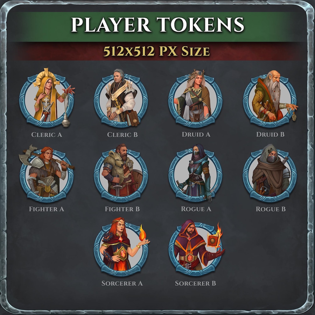 Player Tokens for Dungeons and Dragons VTT (PNG Files) - Etsy