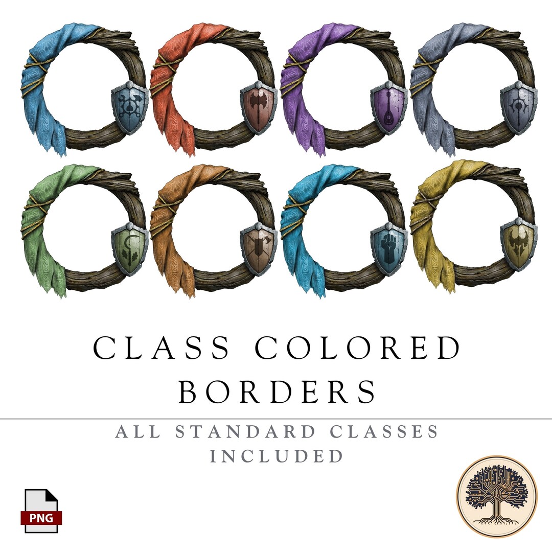 Dnd Class Colored Mantle Frames With Shield Icon 13 Colors Borders for ...