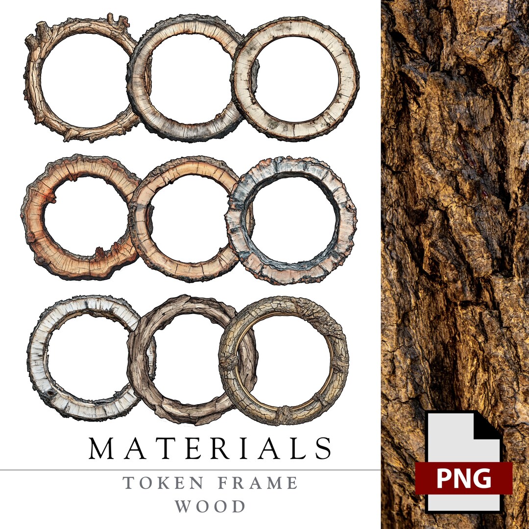 D&D Bark Wood Pack 9 Wooden Token Frames for Tabletop Dungeons and ...