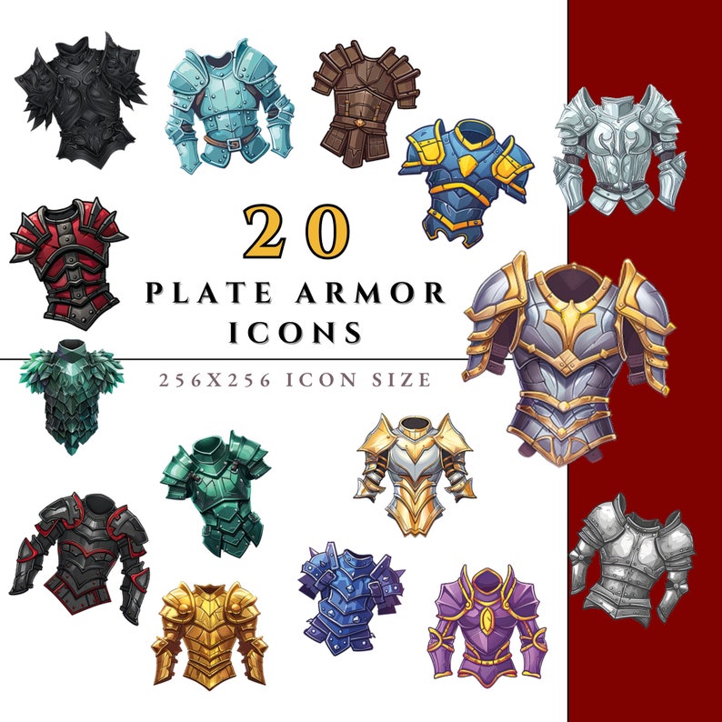 Dungeons and Dragons Plate Armor Icons 256x256 Size Png for Tabletop 2D ...