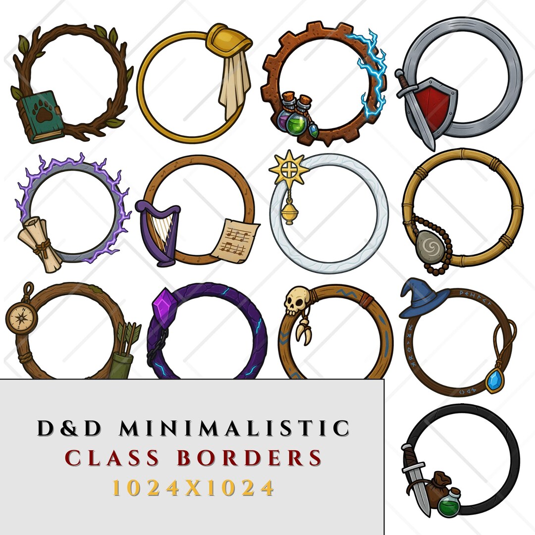 Class Borders in a Minimalistic Cartoon Style for Dungeons & Dragons ...