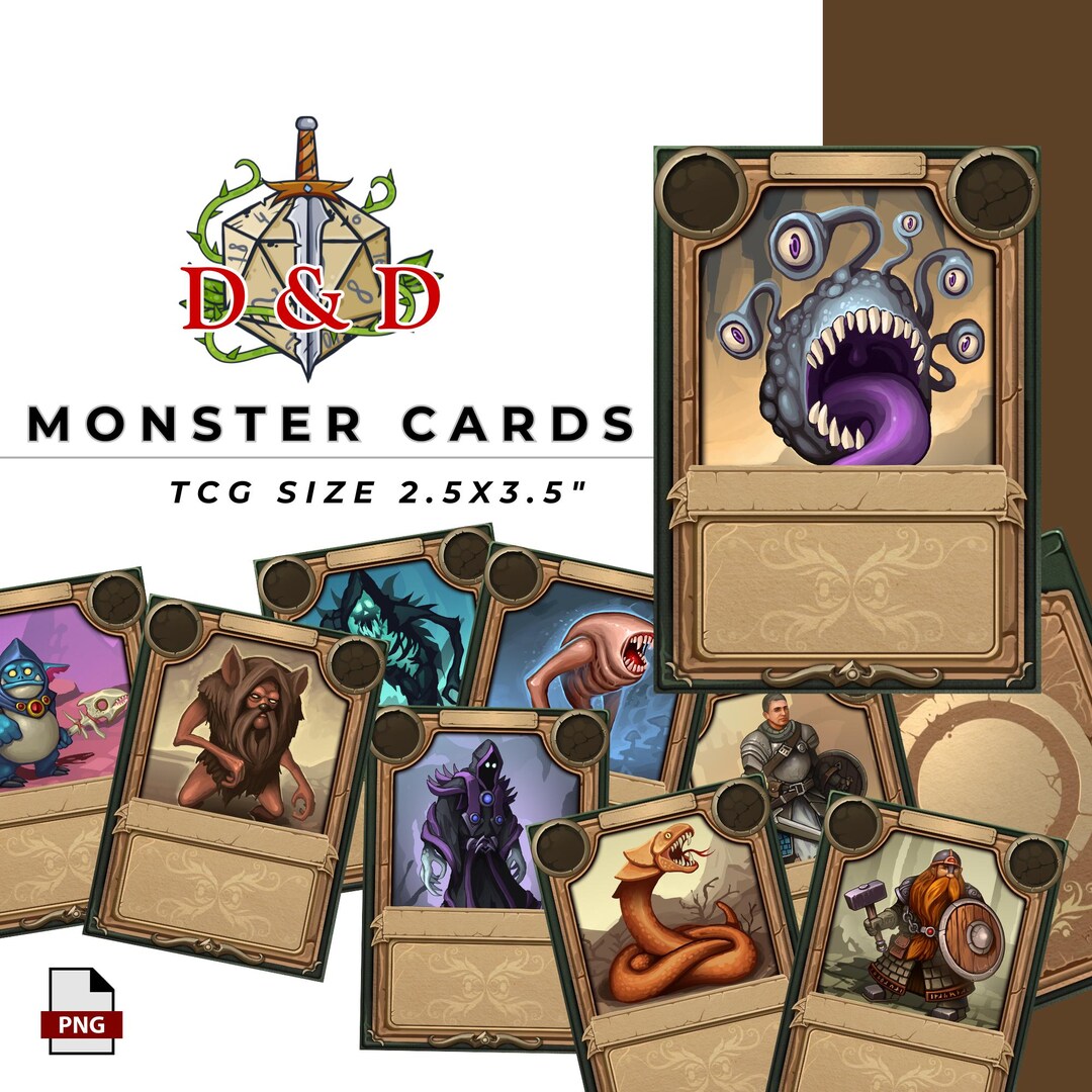 Modelo de carta de monstro de Dungeons and Dragons com 50 cartas que ...