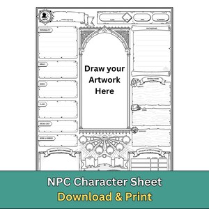 Dnd 5e Fillable NPC Character Sheet Compatible With Fifth Edition ...