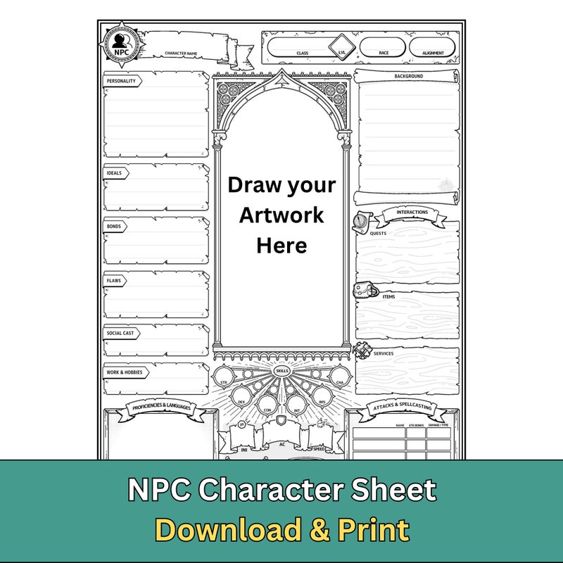 Dnd 5e Fillable Npc Sheet - Etsy
