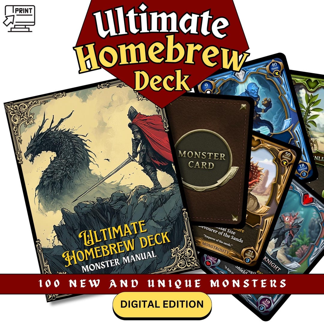 Dnd Monster Cards for D&D 5e Pathfinder | 100 TCG Sized Unique Monsters ...