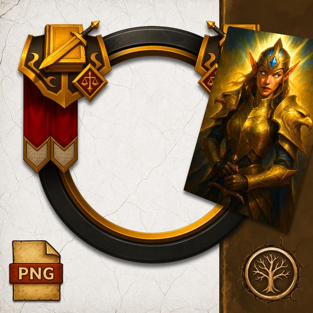 Paladin Token Border: Fantasy RPG Portrait Frame (PNG Files, Digital ...