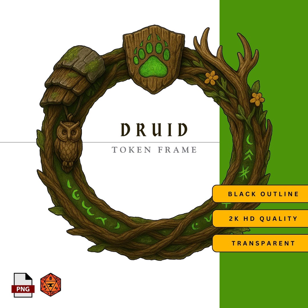 D&D Druid Token Border for Dungeons and Dragons Tabletop RPG Roll20 VTT Foundry Dnd Character ...