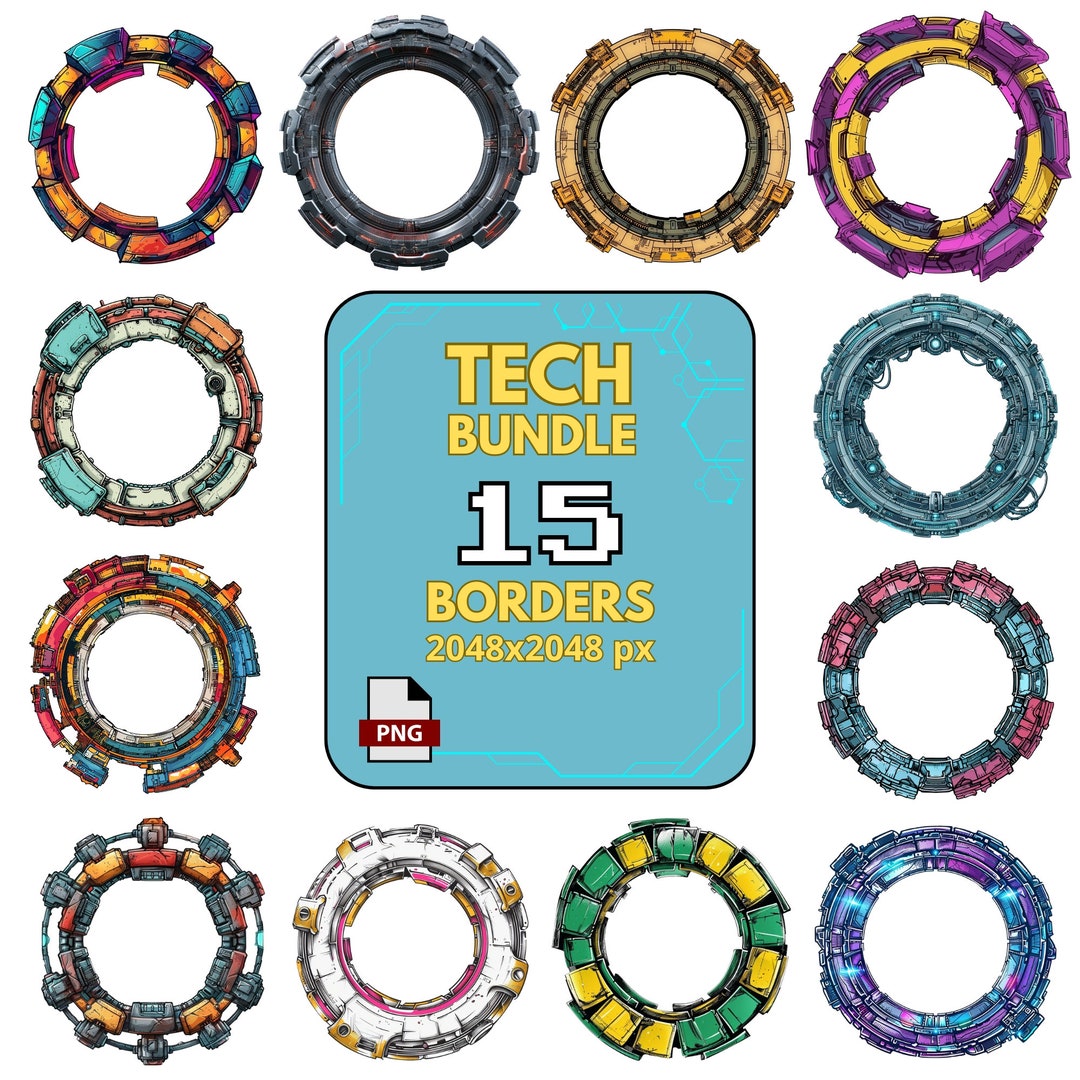 D&D Sci-fi Tech Border Bundle 15 Token Frames for Tabletop Dungeons and ...