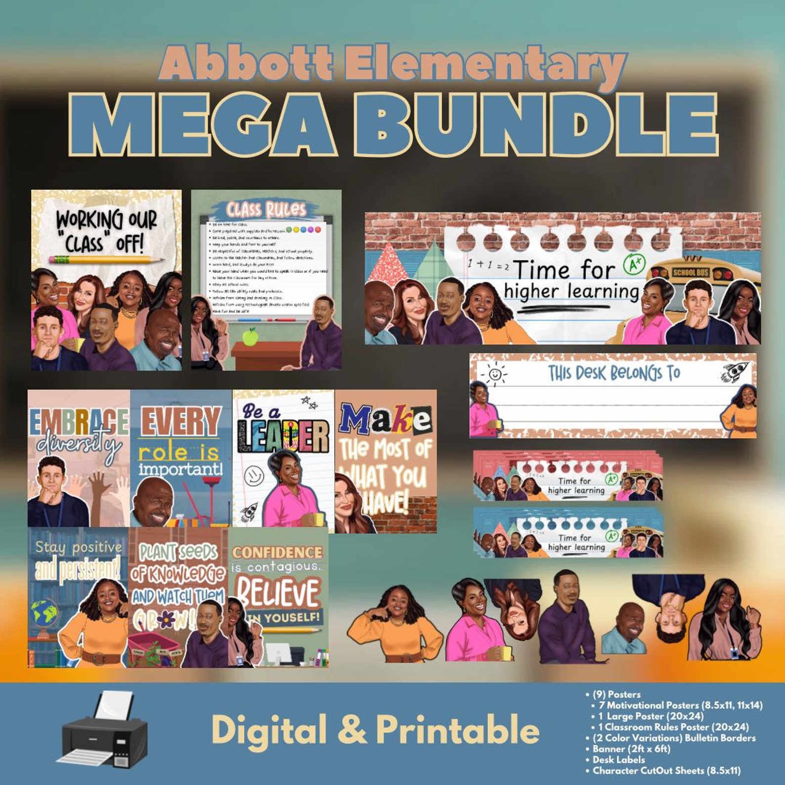 Boho Abbott Elementary Inspired Classes Decor MEGA Bundle (DIGITAL and ...