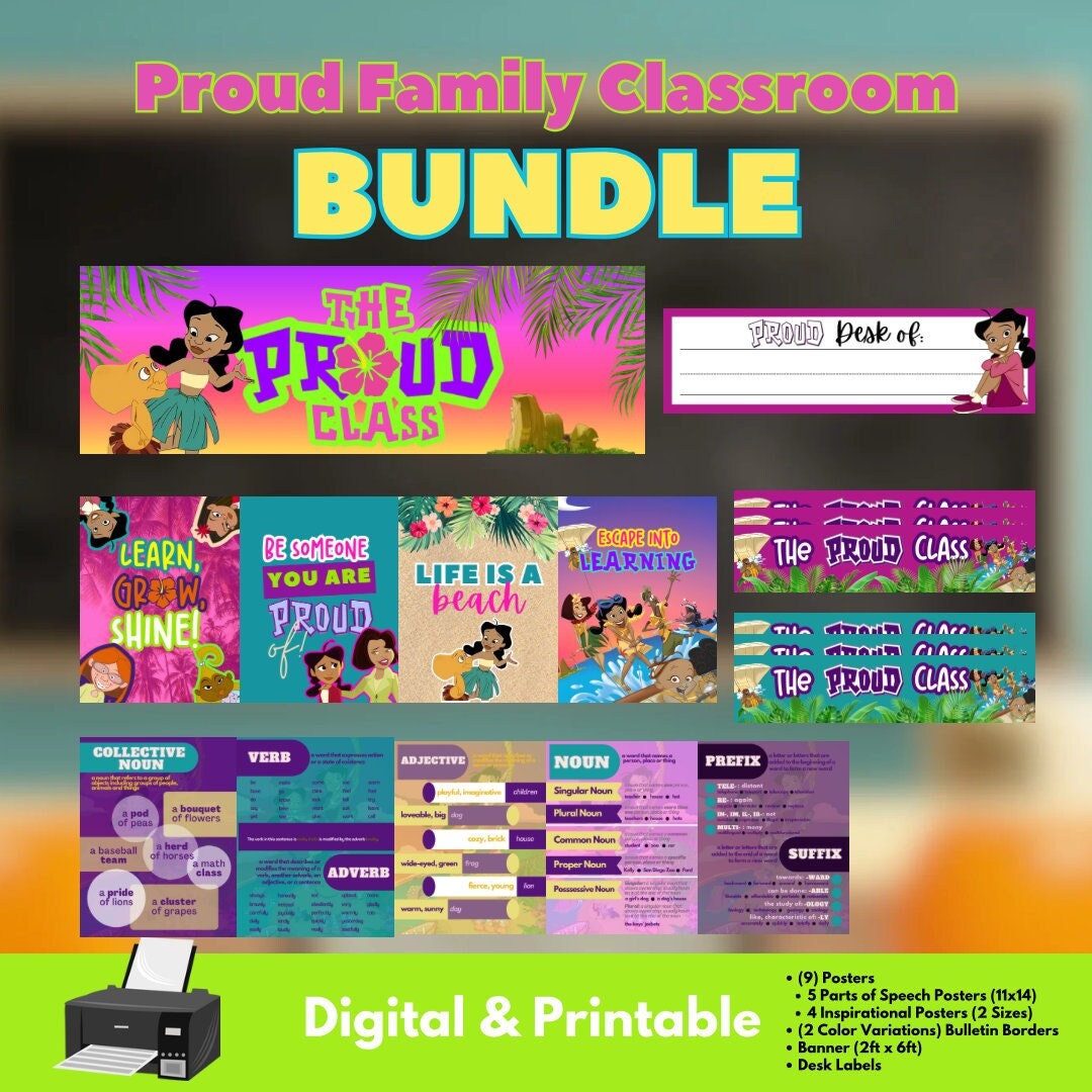 The Proud Family Tropical Classroom Decor Bundle (PRINTABLE & DIGITABLE ...