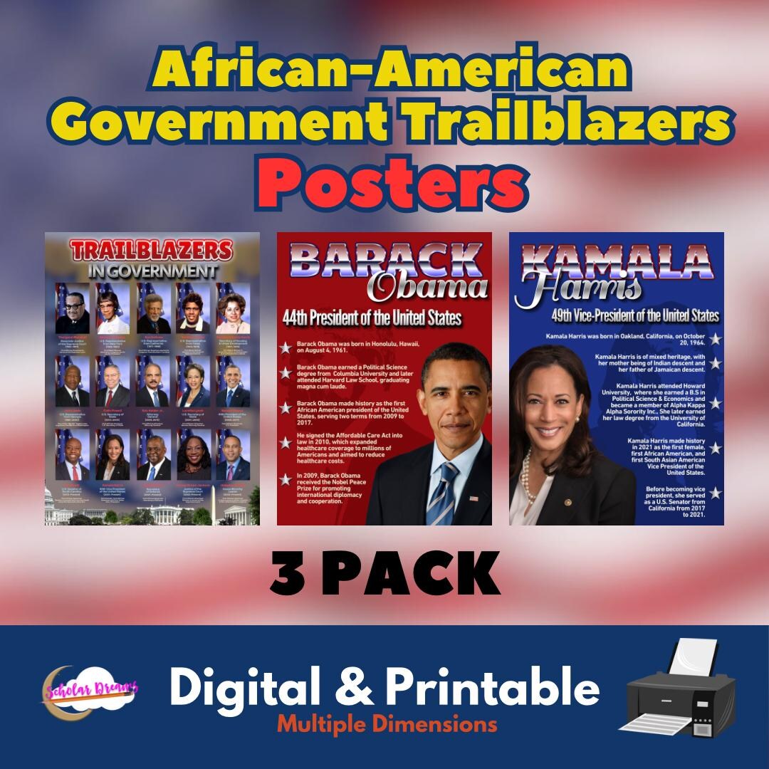 African-american Trailblazers in Government Class Posters (3 Pack ...