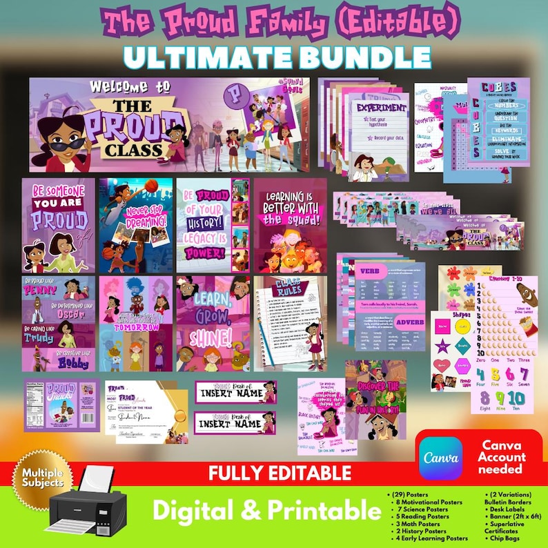 The Original Proud Family (editable) Ultimate Classroom Decor Bundle - Etsy