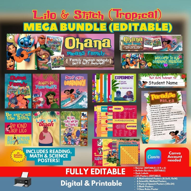 Lilo & Stitch Tropical Classroom Bundle - Etsy