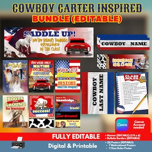 Cowboy Carter Inspired Classroom Decor Bundle (editable) - Etsy
