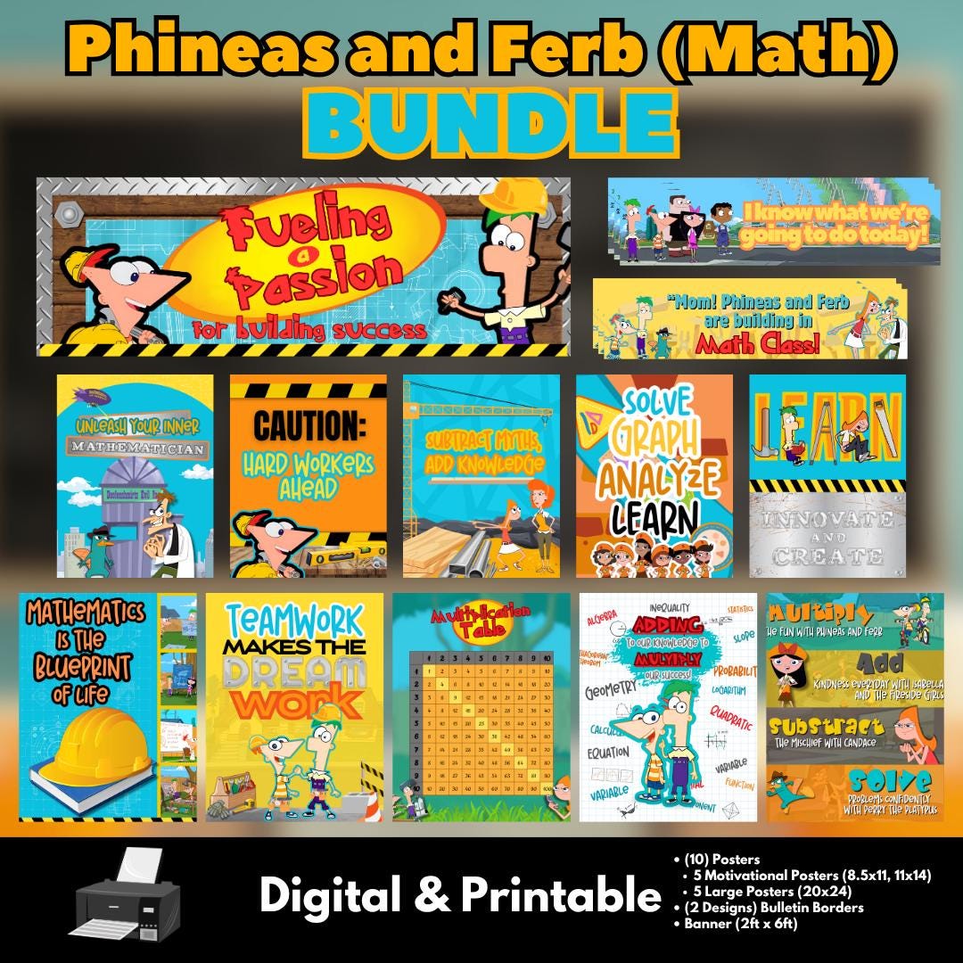 Phineas & Ferb (math) Class Bundle (DIGITAL and PRINTABLE) - Etsy