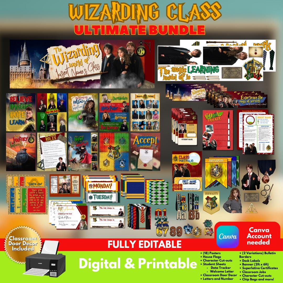 Hogwarts Magical Ultimate Classroom Bundle (editable) - Etsy