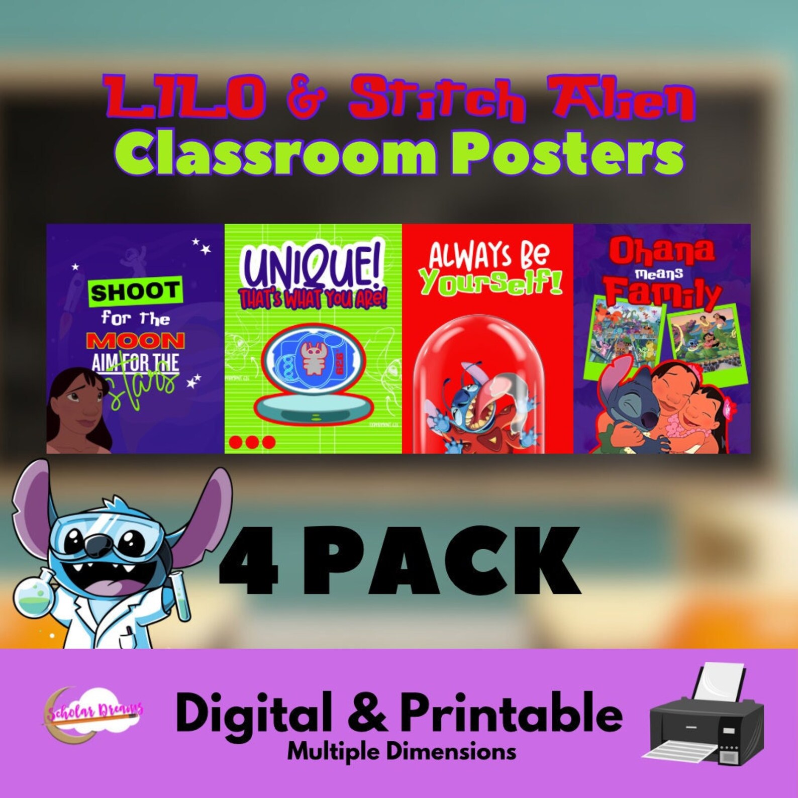 Lilo & Stitch Motivational Posters (4 Pack) (DIGITAL and PRINTABLE) - Etsy