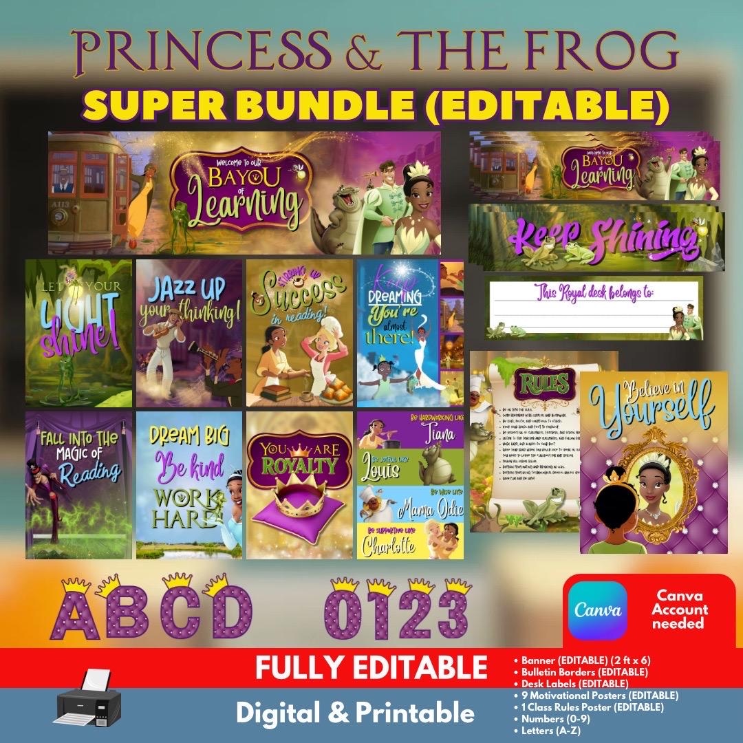 Princess and the Frog Editable Super Classroom Bundle With Letters and ...