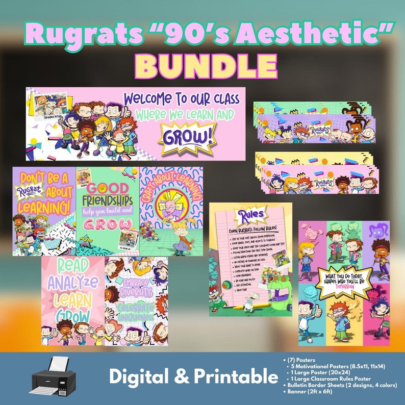 Rugrats (90's Aesthetic) Classroom Decor Bundle (DIGITAL and PRINTABLE ...