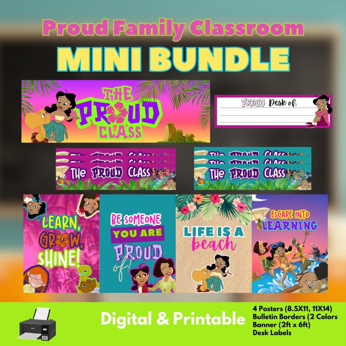 The Proud Family Tropical Classroom Decor Mini Bundle (PRINTABLE ...