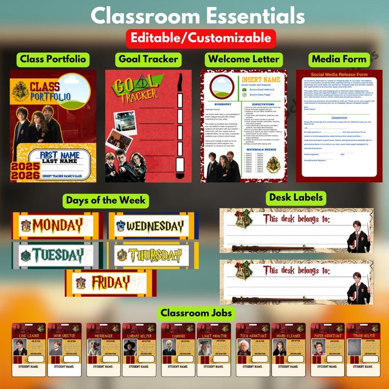 Hogwarts Magical Ultimate Classroom Bundle (editable) - Etsy