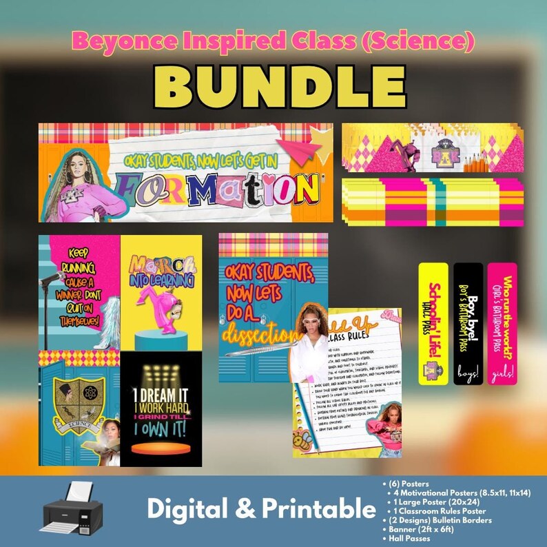 Beyoncé Inspired Science Classroom Decor Bundle (DIGITAL and PRINTABLE ...