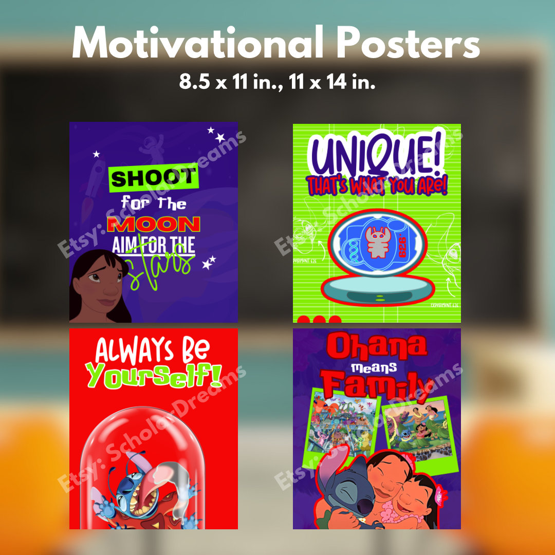Lilo & Stitch Motivational Posters (4 Pack) (DIGITAL and PRINTABLE) - Etsy