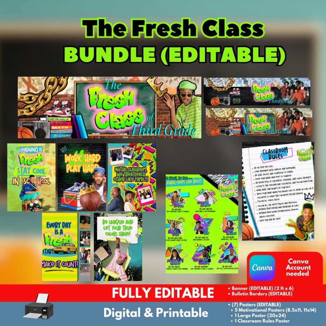 The Fresh Class Customizable Classroom Bundle (EDITABLE, DIGITAL ...