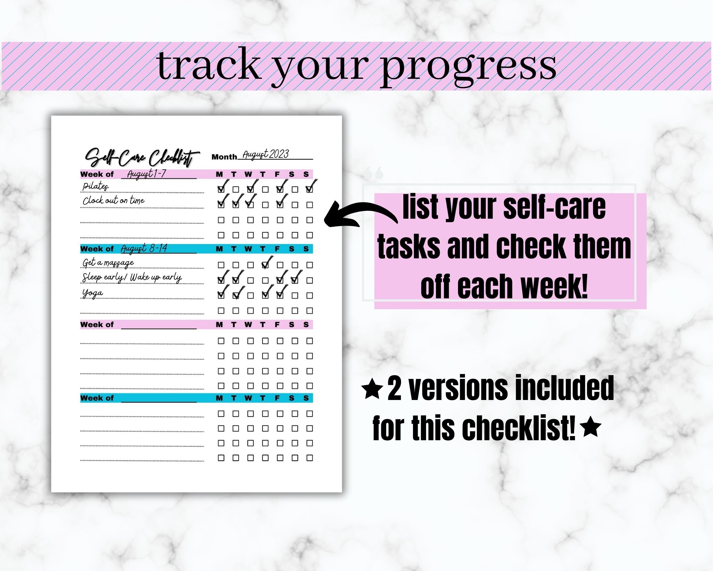 Self-care Planner Checklist Bundle for Mental Health and Wellness ...