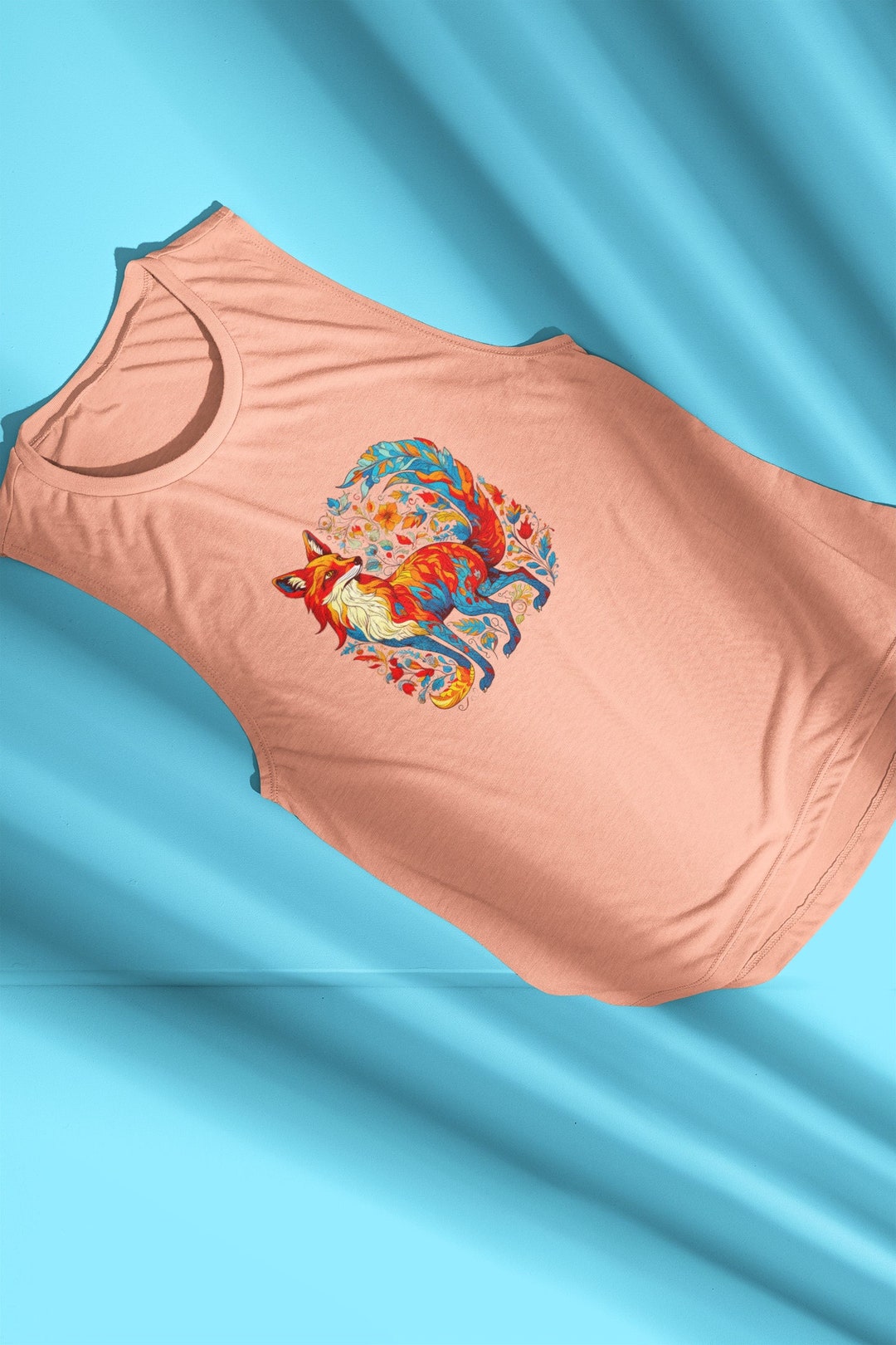 Fox Tank Top Colorful Fox Shirt Tank Top Fox Gift Boho Fox Tshirt Fox ...