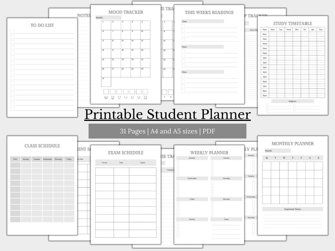 Printable Student Planner | Student Bullet Journal Starter Pack - Etsy