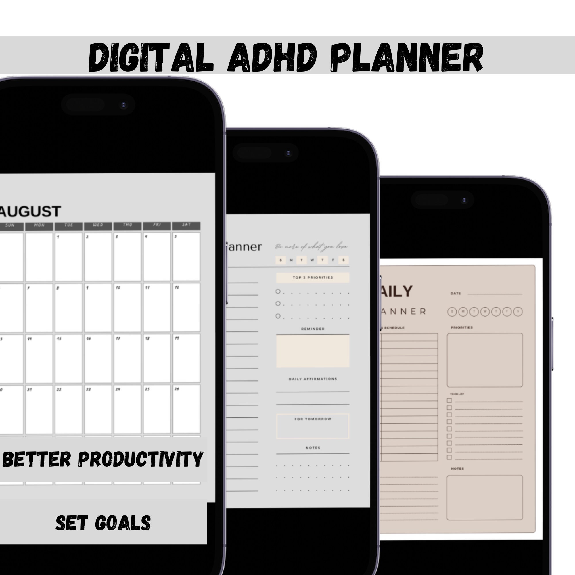 ADHD Digital Planner Goodnotes ADHD Planner Adults ADHD Dark - Etsy