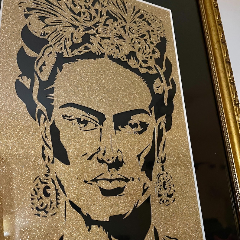 Frida Kahlo Gold Handmade Picture (30h) Original Painting & Frame 30x40 ...
