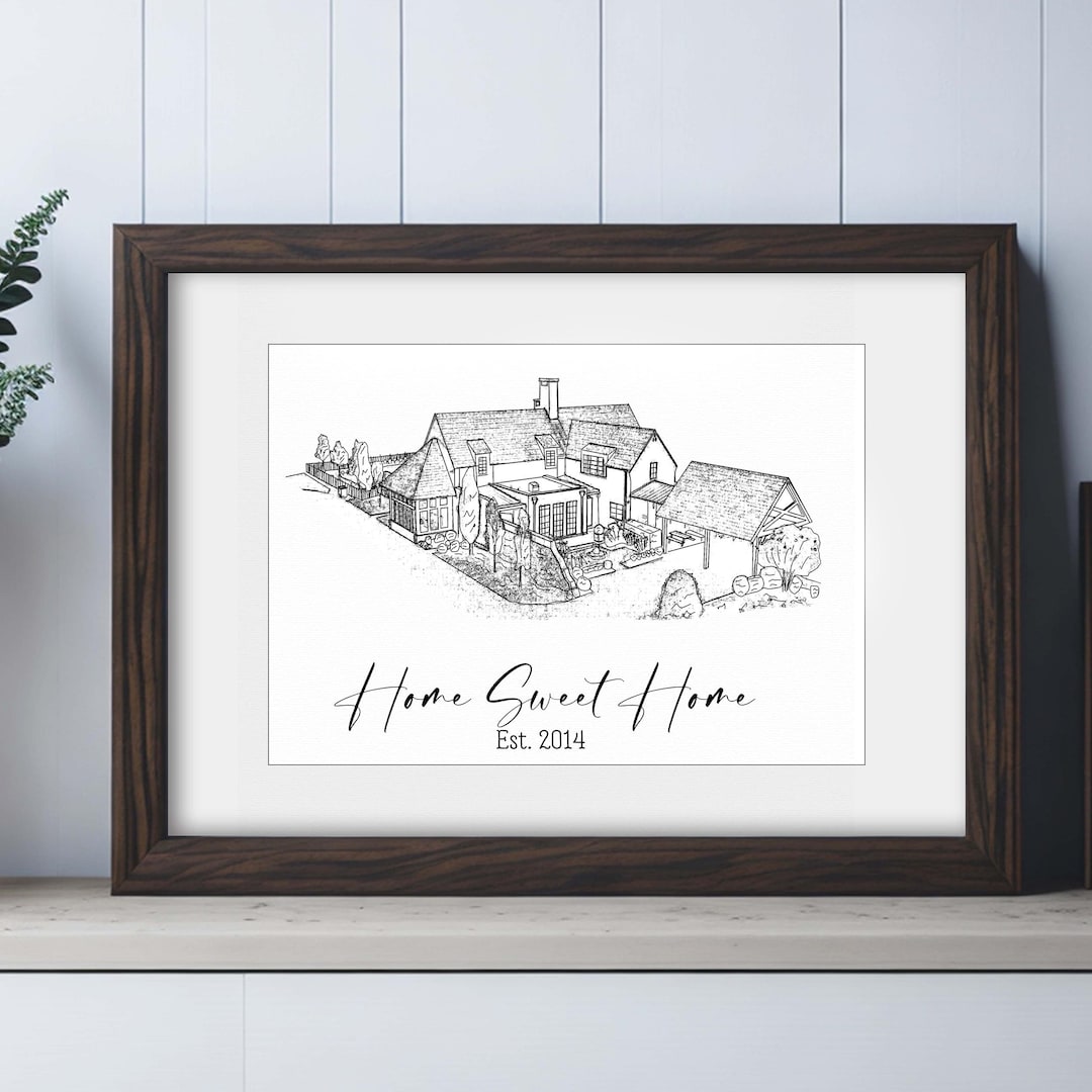 Custom House Sketch Print,house Drawing From Photo, New Home Gift ...
