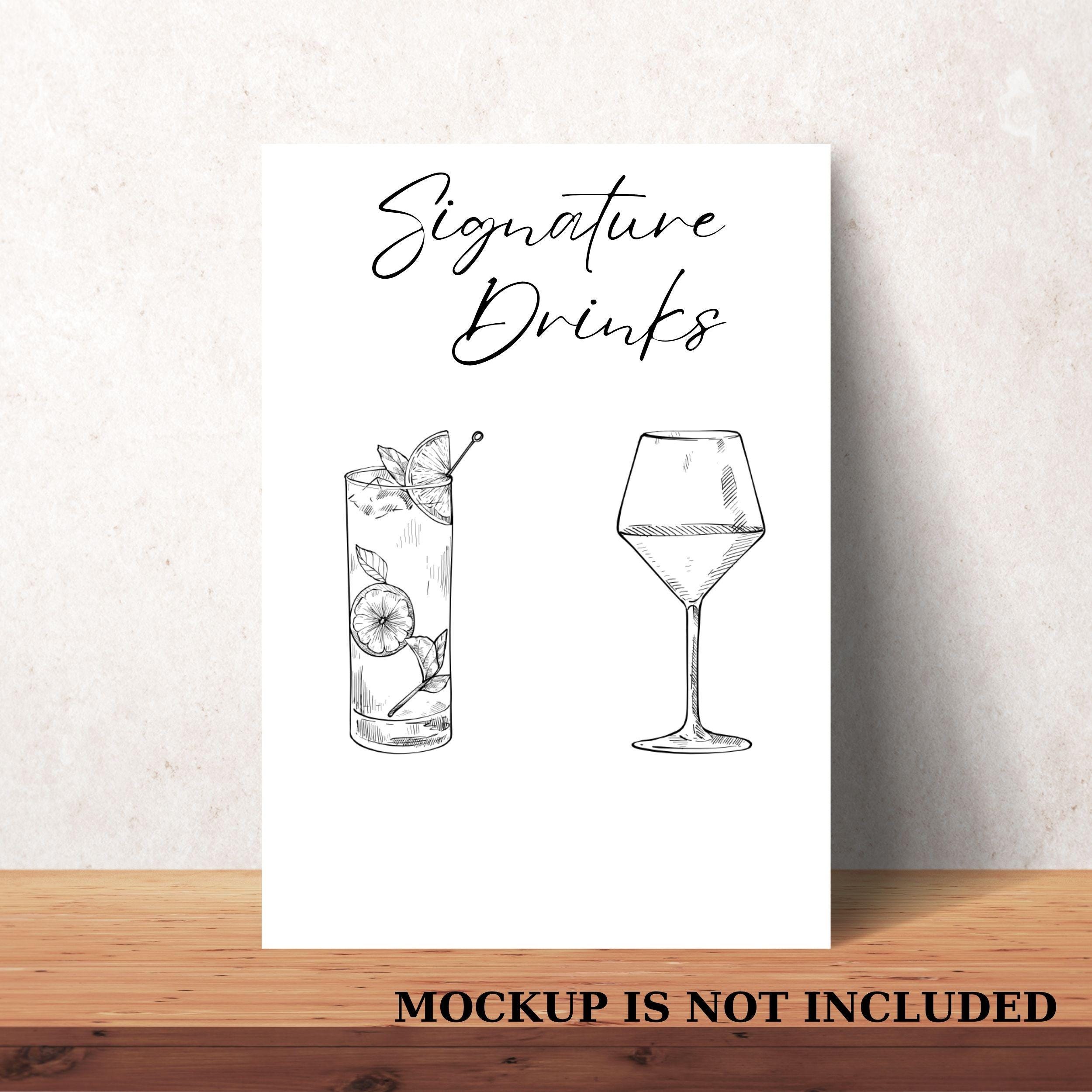 Signature Cocktail Clipart, Wedding Drink Menu, Hand Drawn Cocktails ...