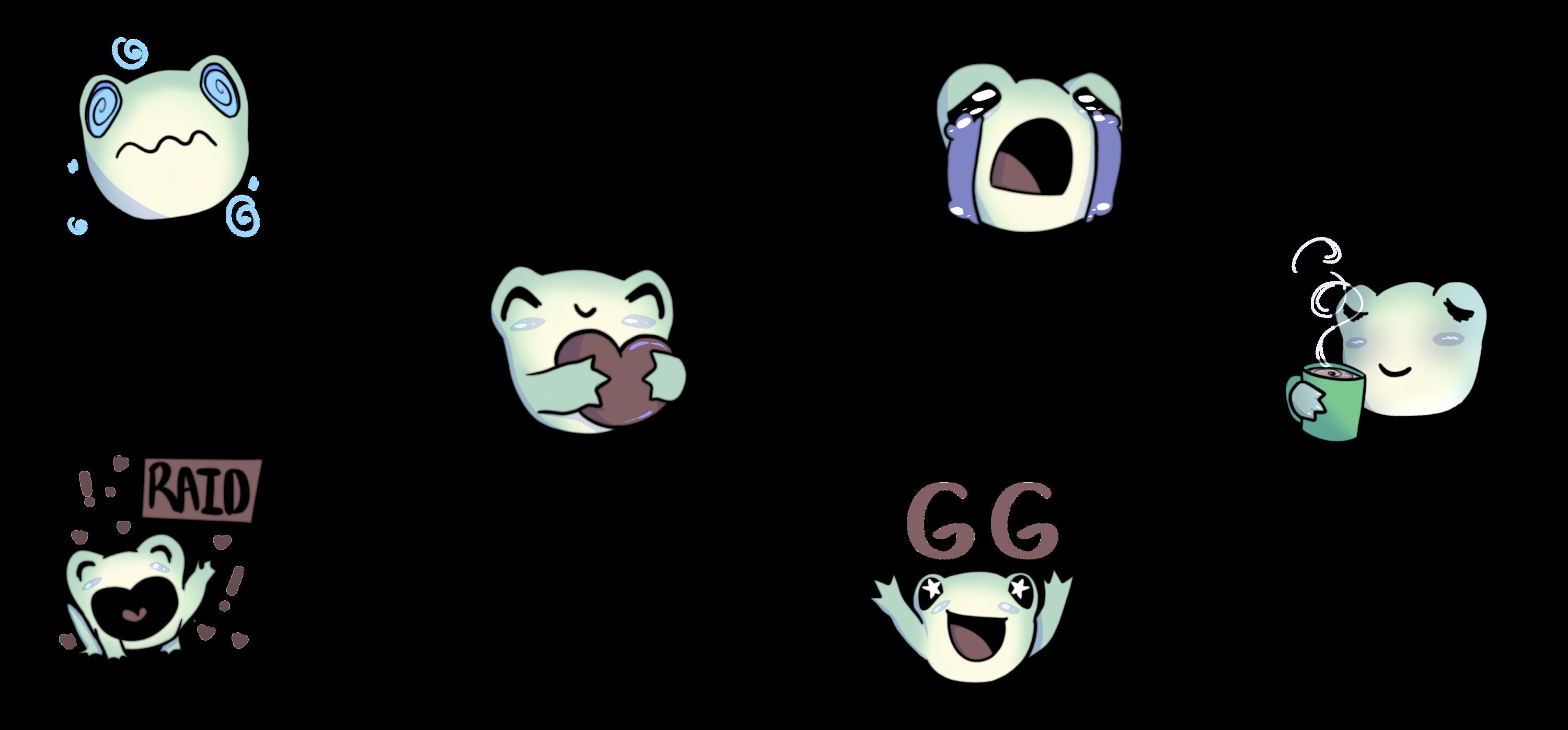 Twitch Discord Green Chibi Cute Frog Emoji Emote Set - Etsy