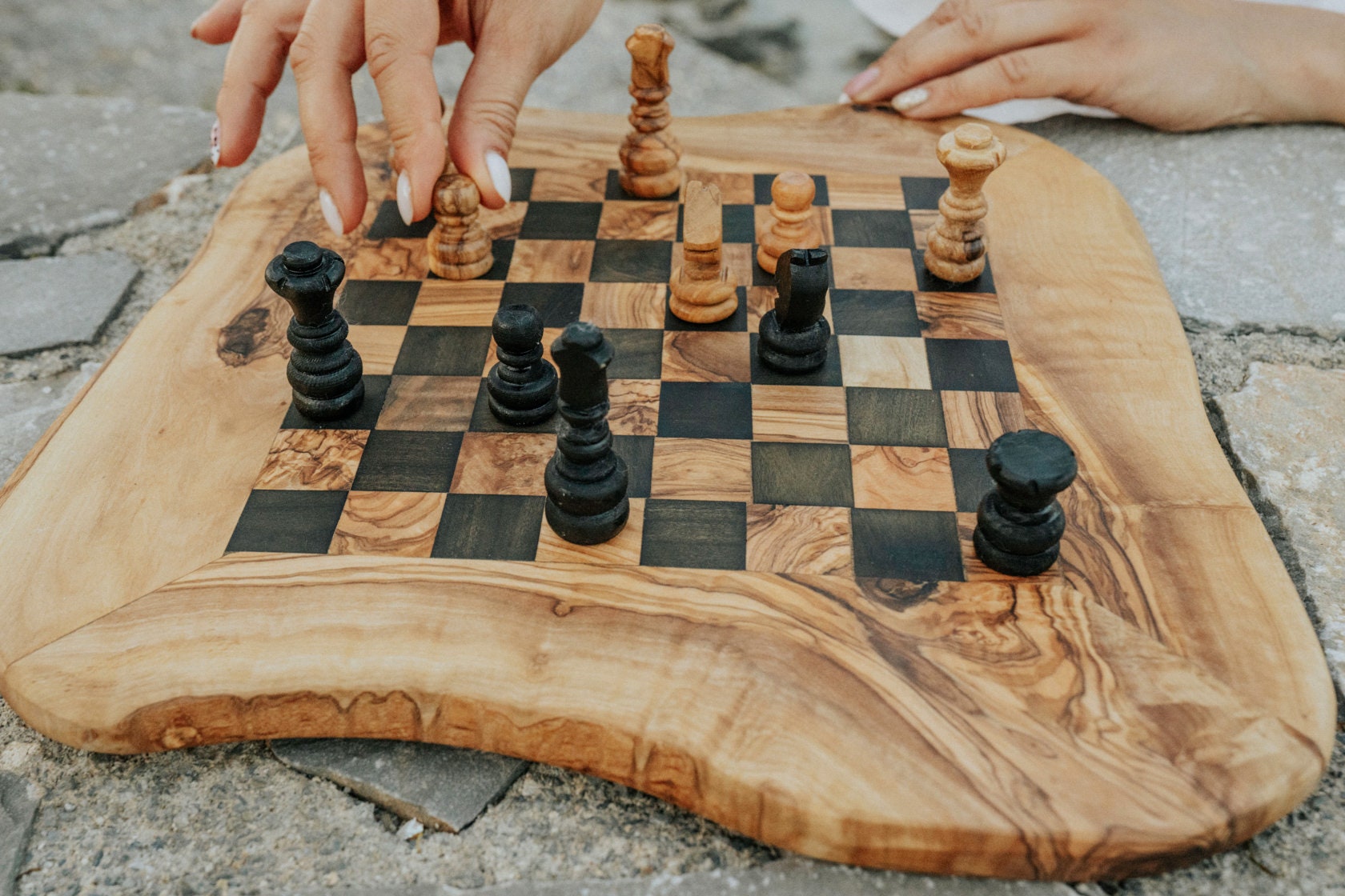 Wood Chess Set, Olive Wood Antique Chess Set, Handmade Wooden Chess Set ...