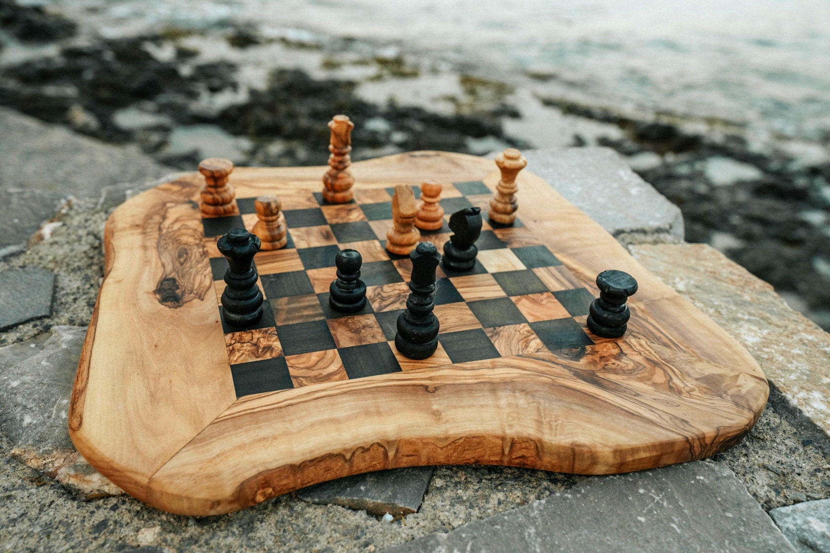 Wood Chess Set, Olive Wood Antique Chess Set, Handmade Wooden Chess Set ...